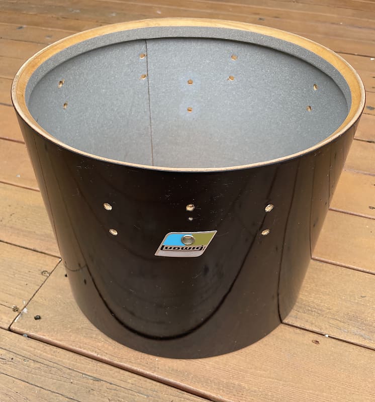 70's Ludwig 15" 3-Ply Tom Shell Black Cortex | Reverb