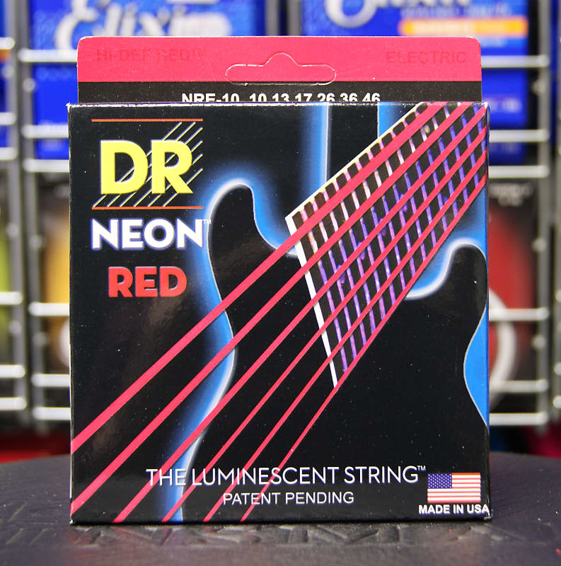 DR Neon NRE-10 red coated electric guitar strings 10-46 | Reverb UK