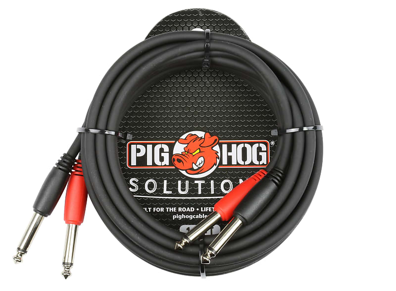 2-Pack Pig Hog 10ft 1/4" to 1/4" Dual Cable 2-Channel Stereo | Reverb