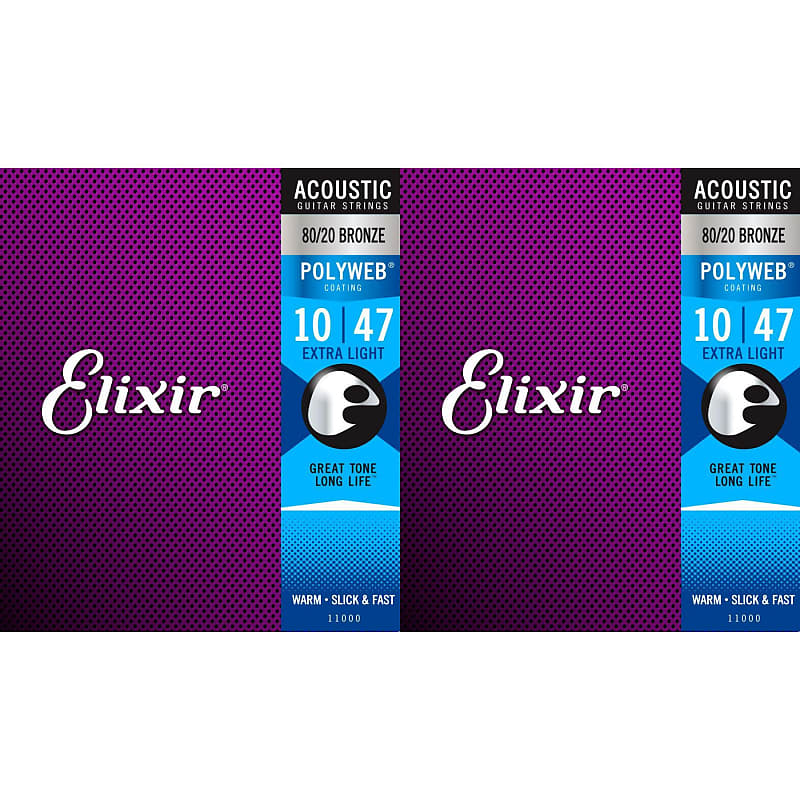 Elixir Strings 11000 Polyweb 80/20 Bronze Acoustic Guitar | Reverb