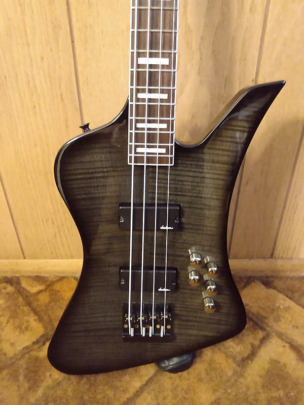 Jackson Kelly Bird JS3Q 2012 - Trans black w/flame maple top | Reverb