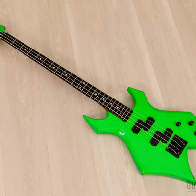 1989 B.C. Rich NJ Series II Warlock Bass Fluorescent Green, | Reverb