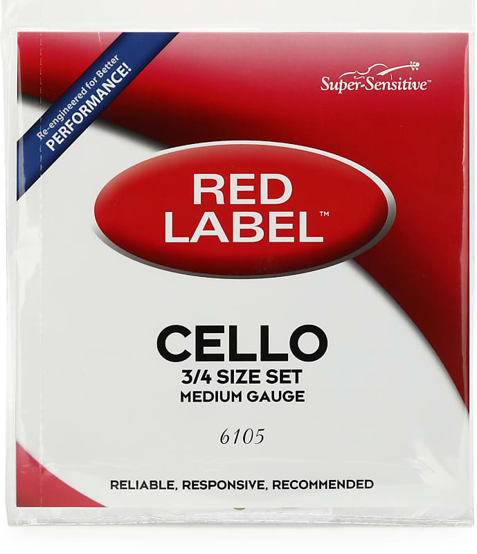 Super-Sensitive 6105 Red Label Cello String Set - 3/4 Size | Reverb