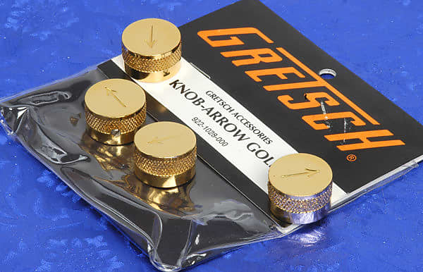 Gretsch Set Of 4 Gold Arrow Control Knobs Gold Plated Brass, | Reverb