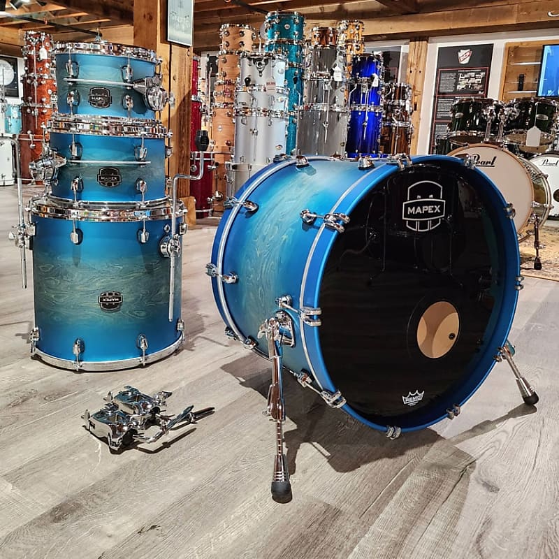 Used Mapex Saturn Evolution Hybrid 4pc Drum Set Exotic Azure | Reverb