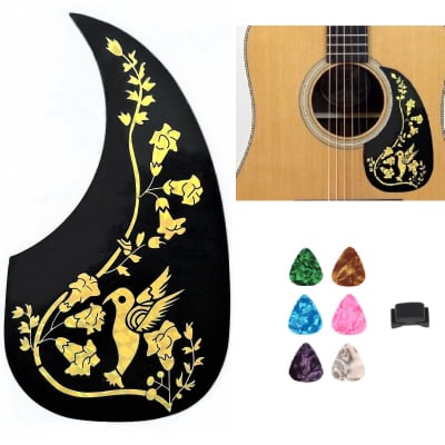 Black Golden Acoustic Guitar Pickguard Comma / Tear Drop | Reverb
