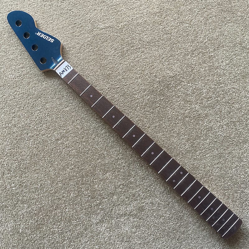 Blue Headstock Maple Wood 4 String Bass Neck, Rosewood | Reverb