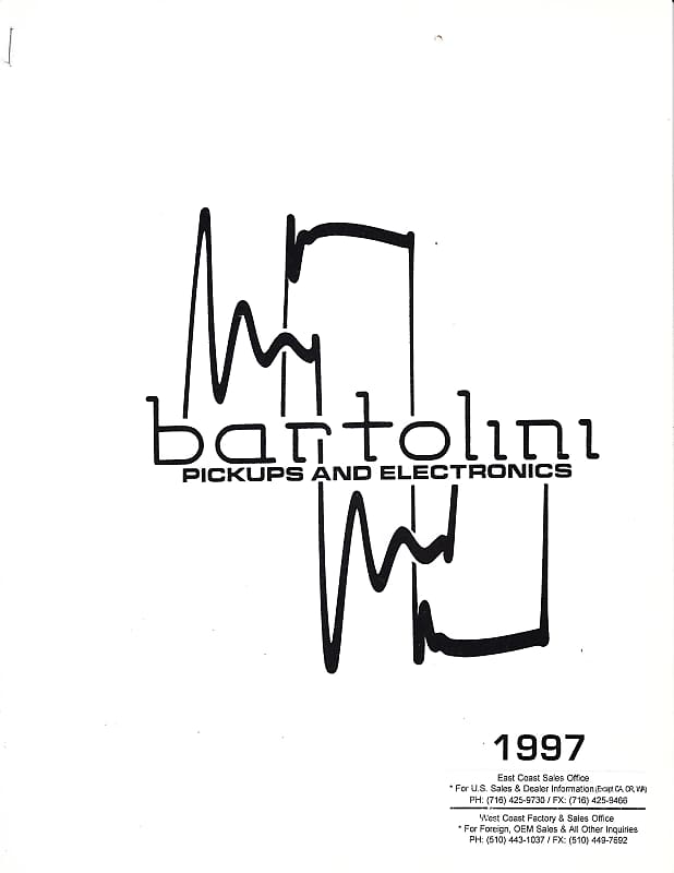 Bartolini- Pickups & Electronics Catalog 1997 | Reverb