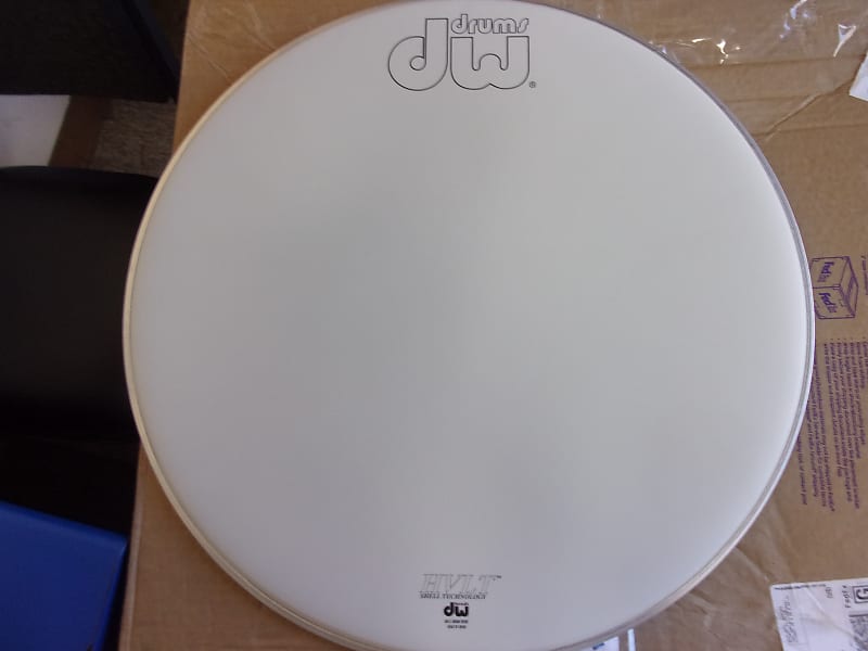 NEW DW Design Series 22" Logo Bass Drum Heads Coated White | Reverb