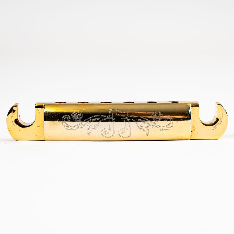 Gold Wraparound Guitar Stop Bar Bridge with Engraved Design | Reverb