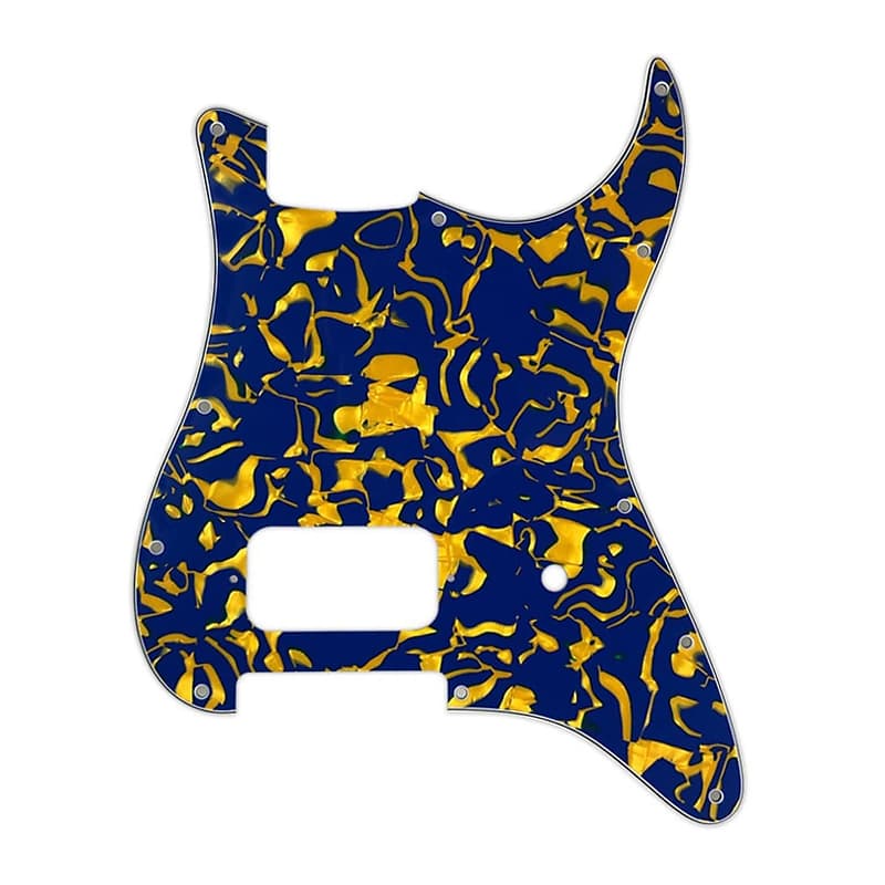 11-Hole Single Humbucker Strat Pickguard - Blue Pearl Shell | Reverb