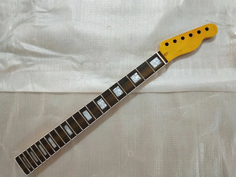 Gloss Yellow Guitar Tele Telecaster Style Neck with Rosewood | Reverb