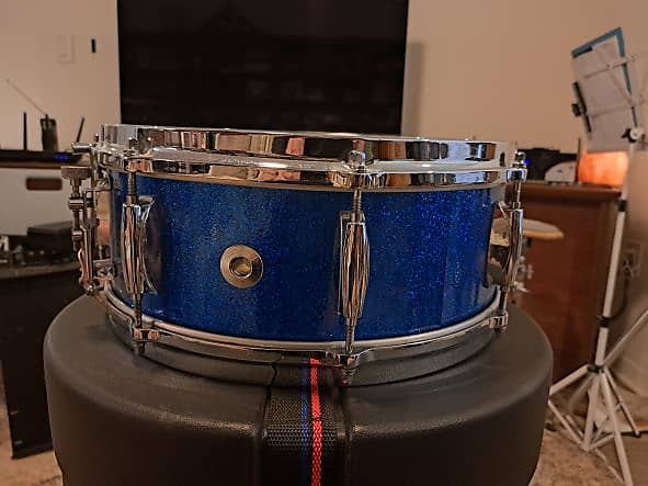 Gretsch Snare 5 x 14 4105 '72 Blue glass Jasper shell | Reverb