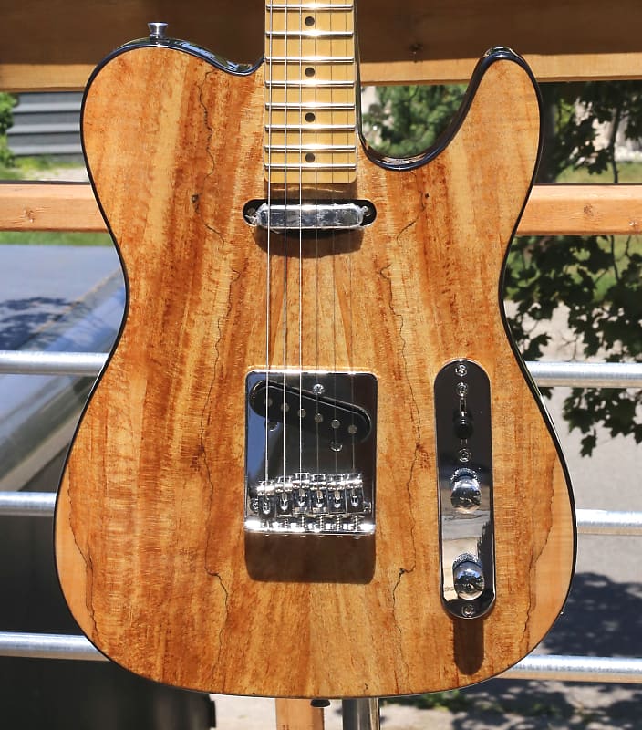 Fishbone Spalted Maple Tele ThinLine Solid Body Guitar | Reverb