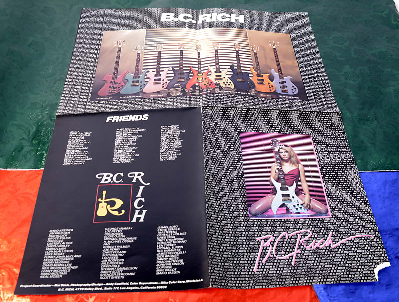 B.C. Rich '80s Fold Out Brochure Original Color Print Fair | Reverb UK