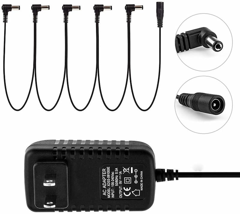 Pedal Power Adapter Supply 9V DC 1A Guitar Effect Pedal 5 Way | Reverb