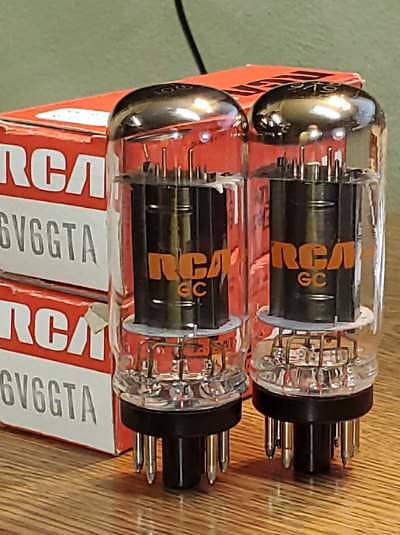 6V6GTA Black Plate "RCA" NOS/NIB matched pair MaxiMatcher2 | Reverb