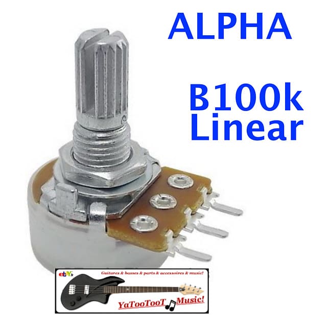 Alpha B100K Licenced Potentiometer Split Shaft - Linear - for | Reverb