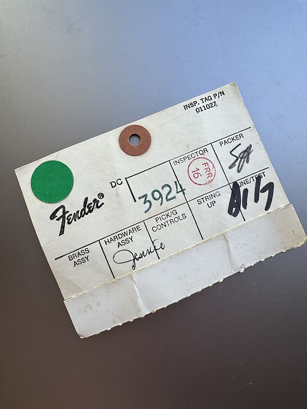 1970s Fender Stratocaster Inspection Hang Tag - CBS | Reverb UK