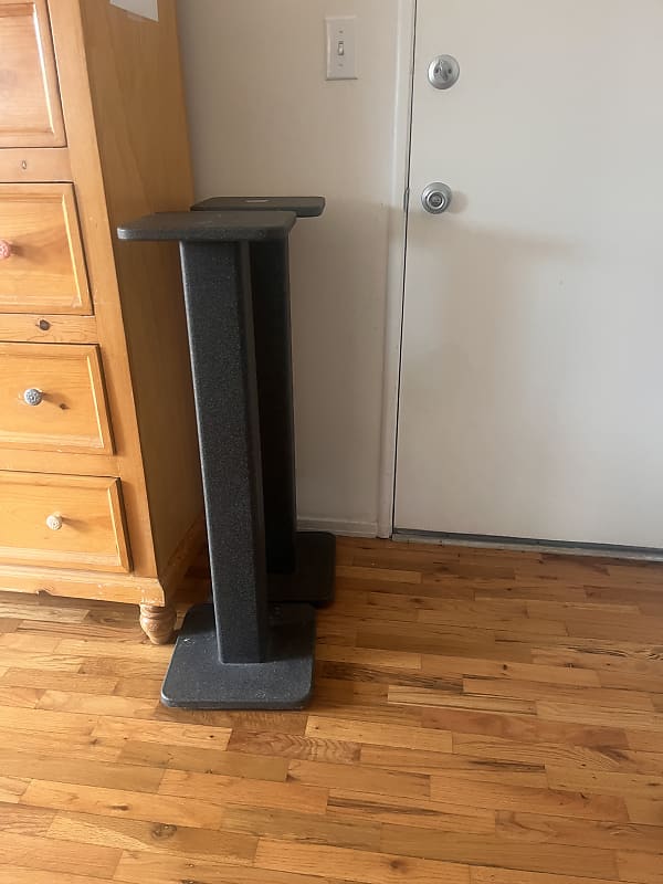 Pair of grey monitor stands | Reverb