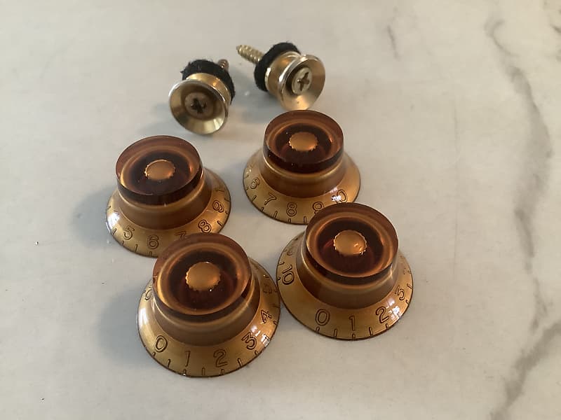 Washburn 4 Knobs set AMBER Les Paul Gibson style 1988-2020 - | Reverb