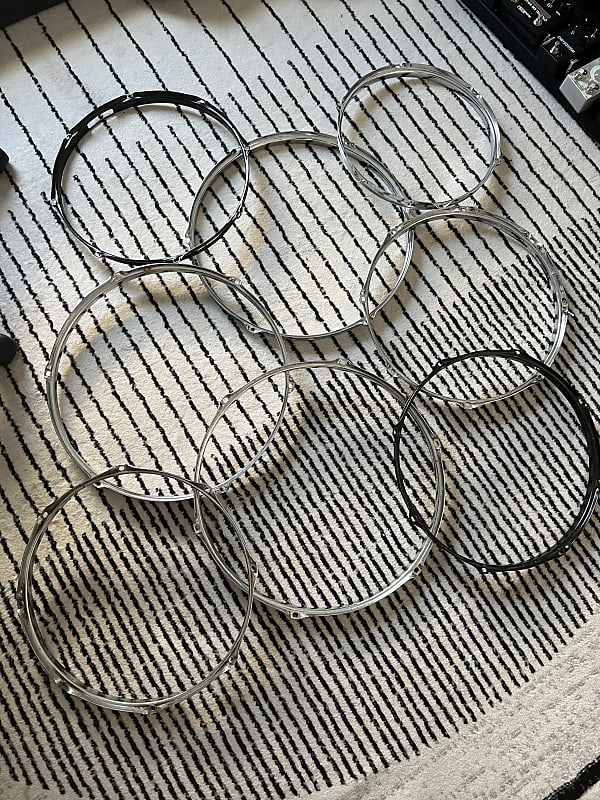 Drum Rim hoop 8 piece set - Chrome & black | Reverb