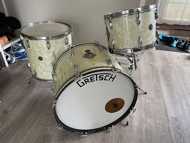 Gretsch 1953 Broadkaster Drum Set 22/13/16 White Marine Pearl | Reverb
