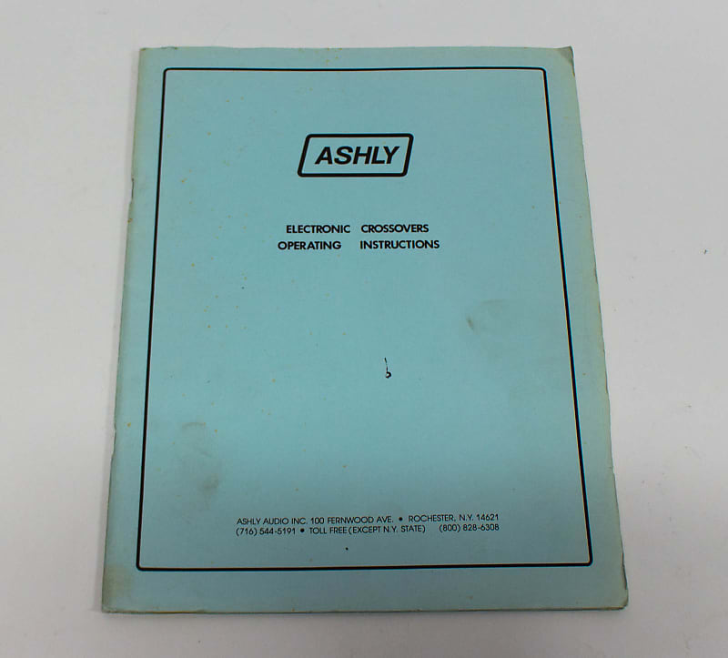 Ashly Electronic Crossovers Operating Instructions Vintage | Reverb