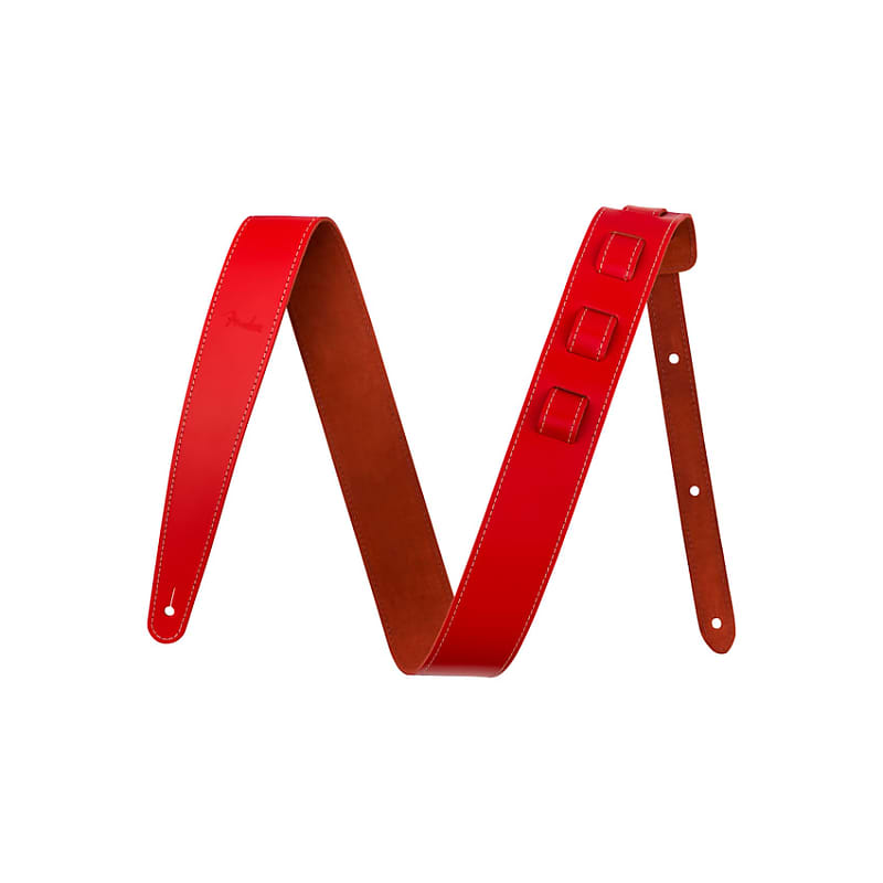NEW Fender Essentials Leather Strap - Red | Reverb