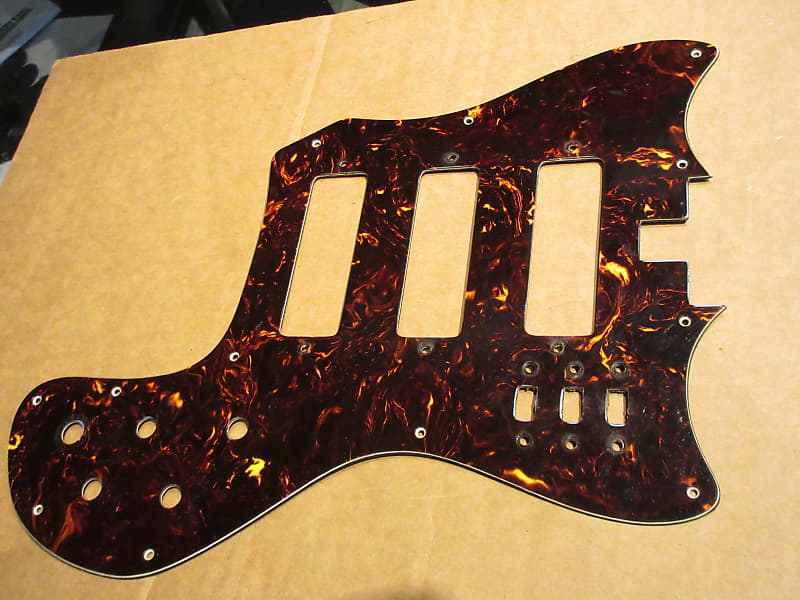 Vintage 1960s Teisco 4013 Tortoise Shell 3 Pickup Pickguard | Reverb