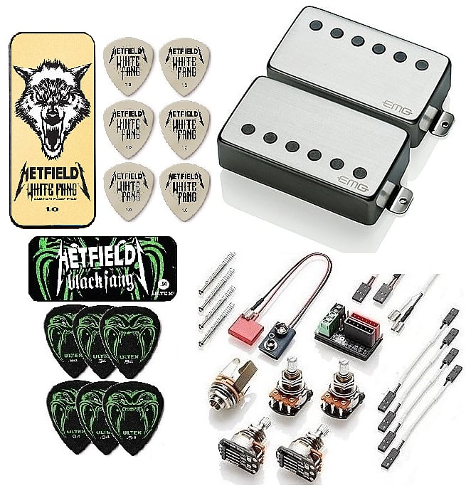 EMG JH SET JAMES HETFIELD BRUSHED CHROME STANDARD SPACED | Reverb