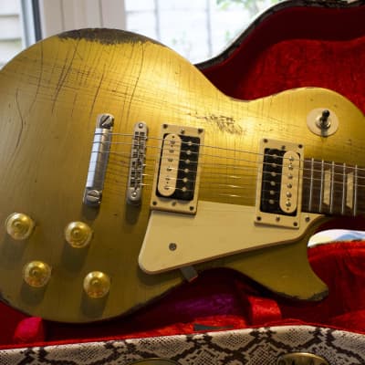 Gibson Les Paul gold top superb relic and mock snakeskin | Reverb UK