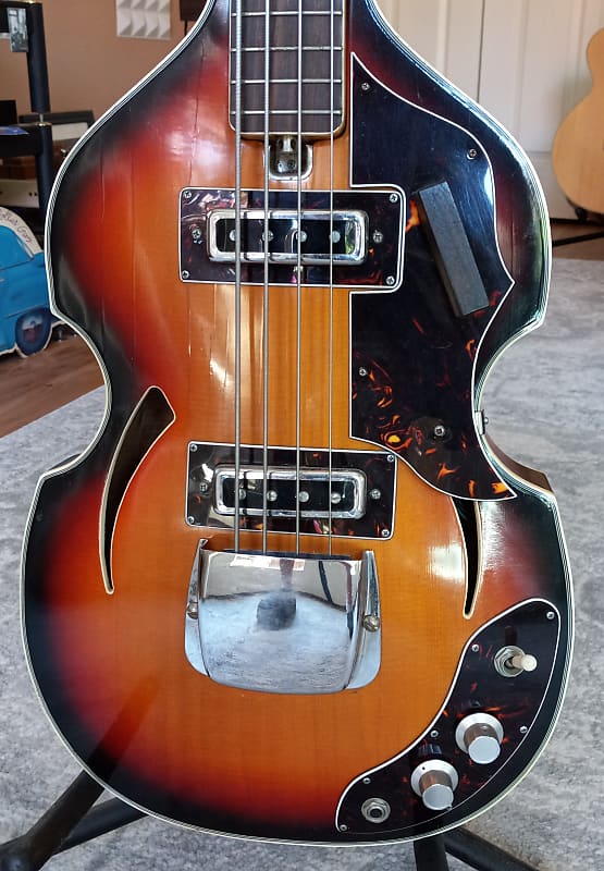 Vintage '60s Winston Hollowbody Violin Bass Guitar Klira "Cat | Reverb