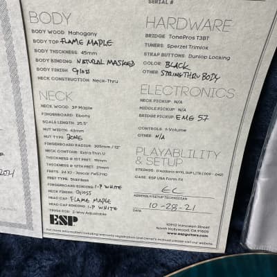 2021 ESP M-I NTB NT - Aquamarine Sunburst | Reverb