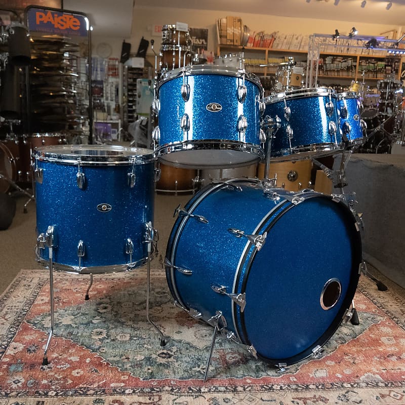 Vintage 1970s Slingerland 5pc Drum Kit - Blue Sparkle | Reverb