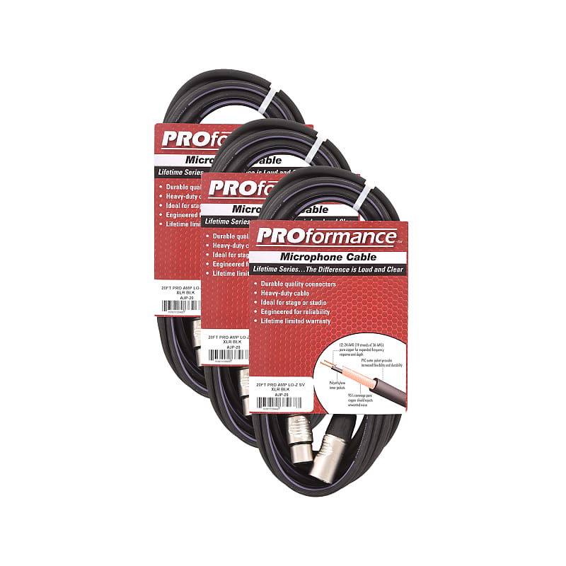 PROformance Microphone Cable 20' 3 Pack Bundle | Reverb