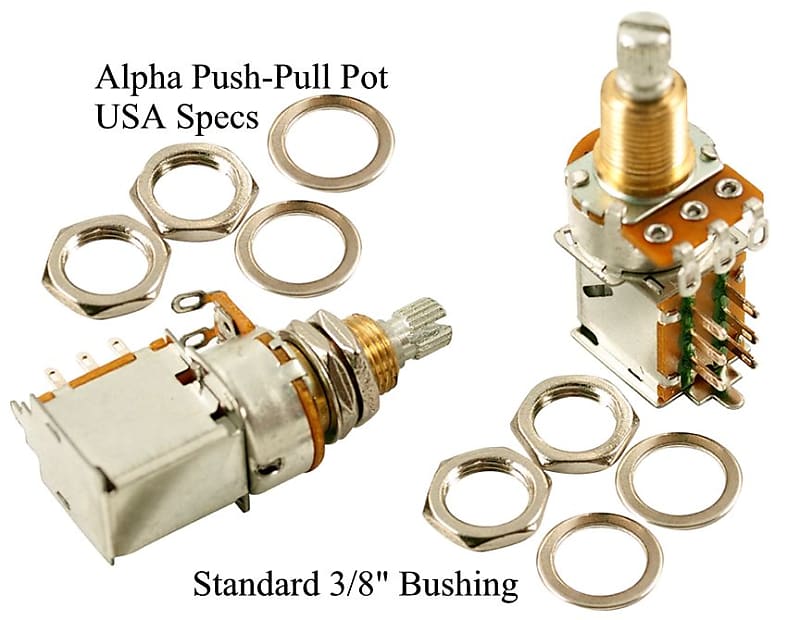 Alpha DPDT 3/8” Short Shaft Push-Pull 500K Potentiometer. Set | Reverb