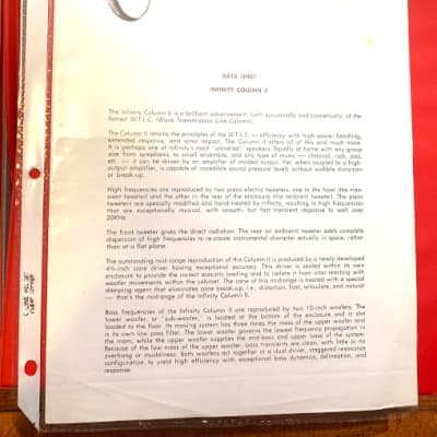 Vintage Infinity Column II 1976 Stereo Main Tower Speakers W | Reverb