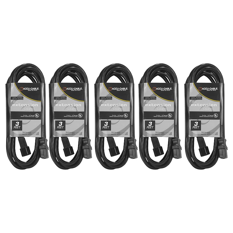 (5) ADJ ECCOM-3 Black 3FT IEC-Male-to-IEC-Female Power Link | Reverb