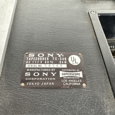 Sony TC-540 Tapecorder Reel to Reel Tape Recorder Black | Reverb