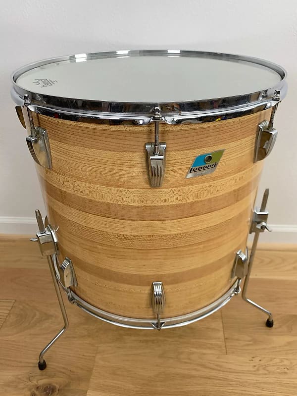 16 x 18-in. Floo Tom Drum Butcher Block 70s Vtg Blue Olive | Reverb