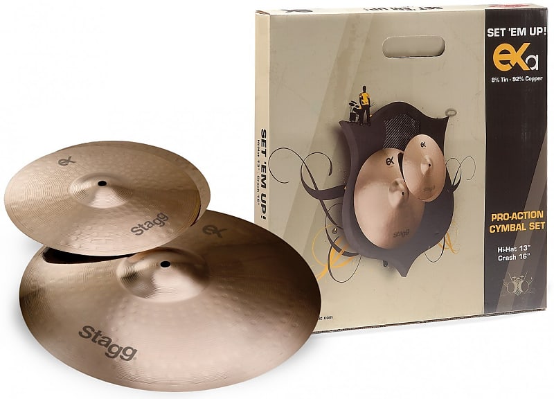 Stagg EXA-SET Bronze Starter Cymbal Set w/13-Inch Hi-Hats & | Reverb