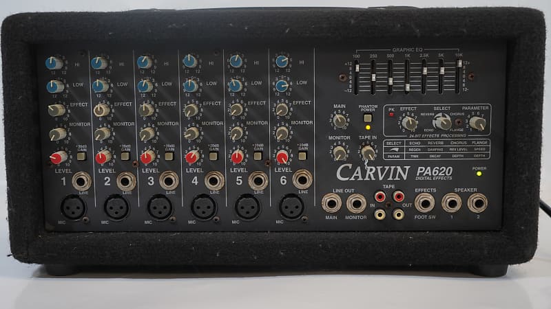 Carvin Mixer PA620 Digital Effects Amp-6 Channel 200W | Reverb
