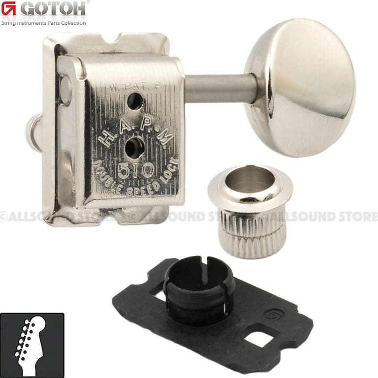 NEW Gotoh 510 6 In Line Locking TUNERS with CARD 16:1 Nickel | Reverb