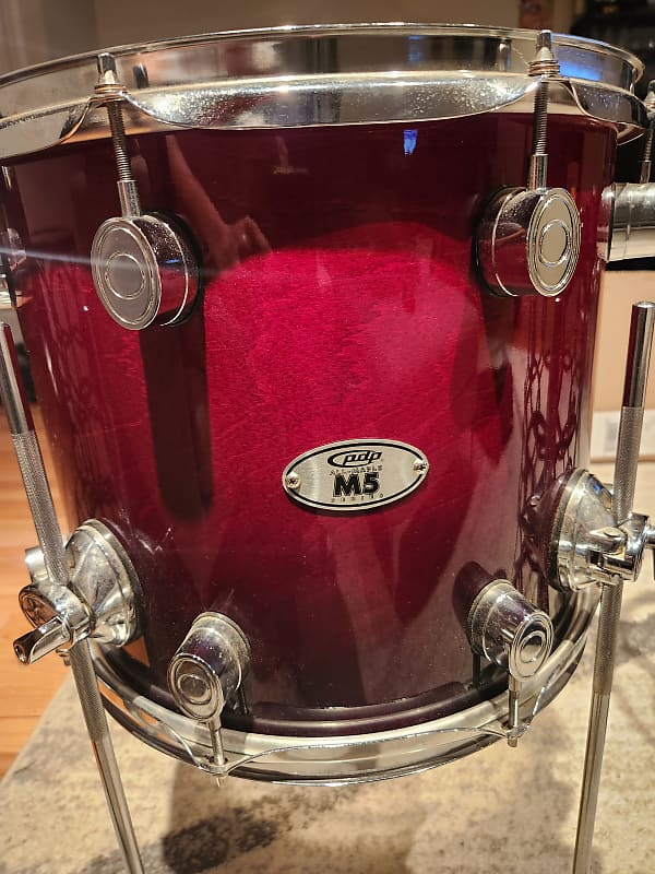 PDP M5 14"x12" Floor Tom Cherry to Black Fade PDP Mid 2000's | Reverb