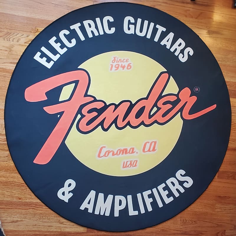 Large Vintage Style Fender Script Logo Dealer Rug || Electric | Reverb
