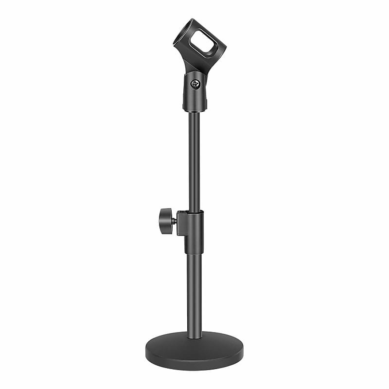 Stable Desktop Mic Stand With Black Iron Base, Mic Clip And | Reverb