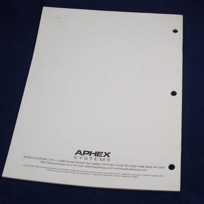 Aphex 108 Easyrider Compressor Operating guide 1996 | Reverb