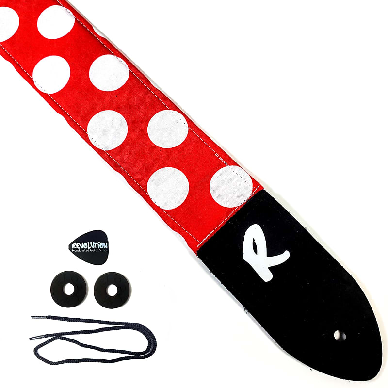Red and White Colored Polka Dot Guitar Strap - Cute - | Reverb