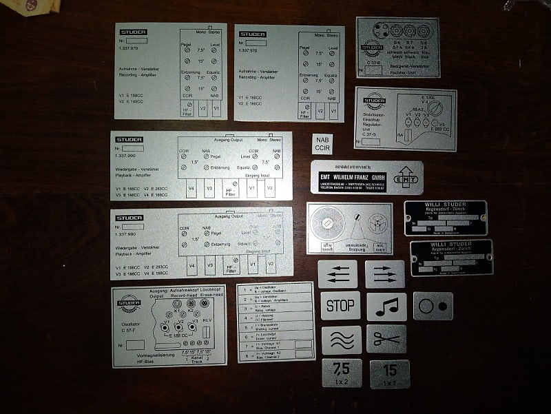 Studer C 37 complete set of metal labels + plastic logo, | Reverb UK